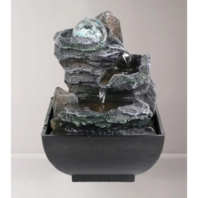 Rocks and spinning ball desktop water feature with LED light - Adore ...