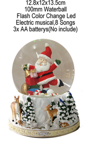 Christmas Waterball with Santa & Presents with reindeer 100 ml LED and ...