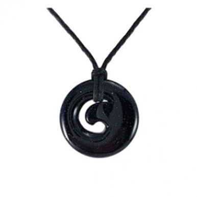 Blue Goldstone Koru closed circle pendant on cord - Adore Collection
