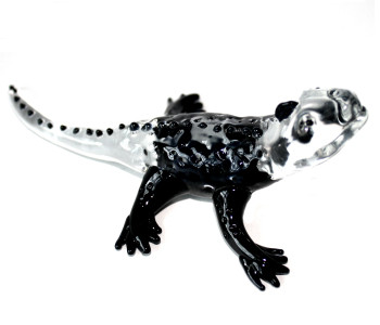 Handcrafted black and clear glass Tuatara ornamentz - Adore Collection