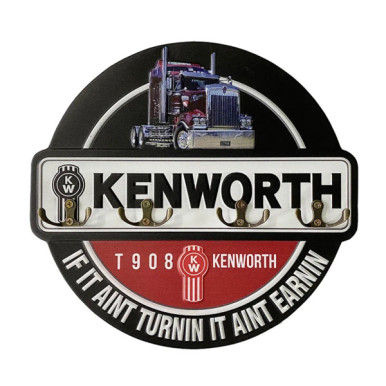 Kenworth truck metal sign with four double hooks - Adore Collection