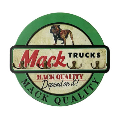 Mack trucks metal sign with four double hooks - Adore Collection