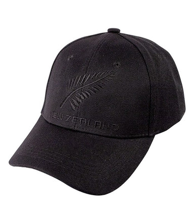 Black New Zealand cap with black embroidered fern - Adore Collection