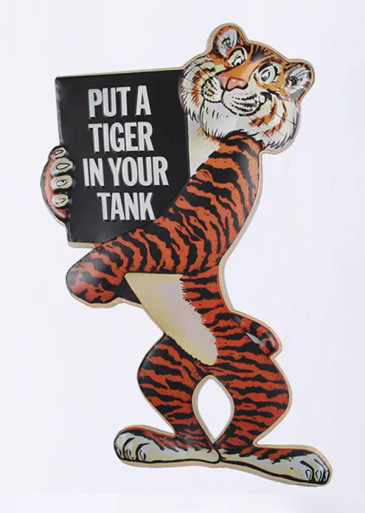 "Put a tiger in your tank" tin sign (59cm tall) - Adore Collection