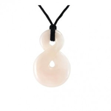 Rose quartz infinity twist pendant on black cord - Adore Collection