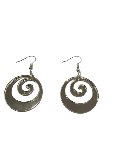 Mirror gold colour cut out koru earrings on hooks - Adore Collection