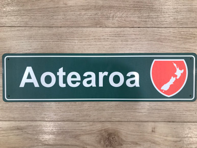 Green tin Aotearoa (New Zealand) Road Sign - Adore Collection