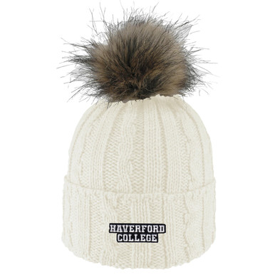 Hat Knit Cuff w/Faux Fur Pom - Haverford College Bookstore