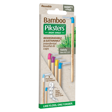 Piksters Bamboo Interdental Brushes Right Angle Variety 4pk