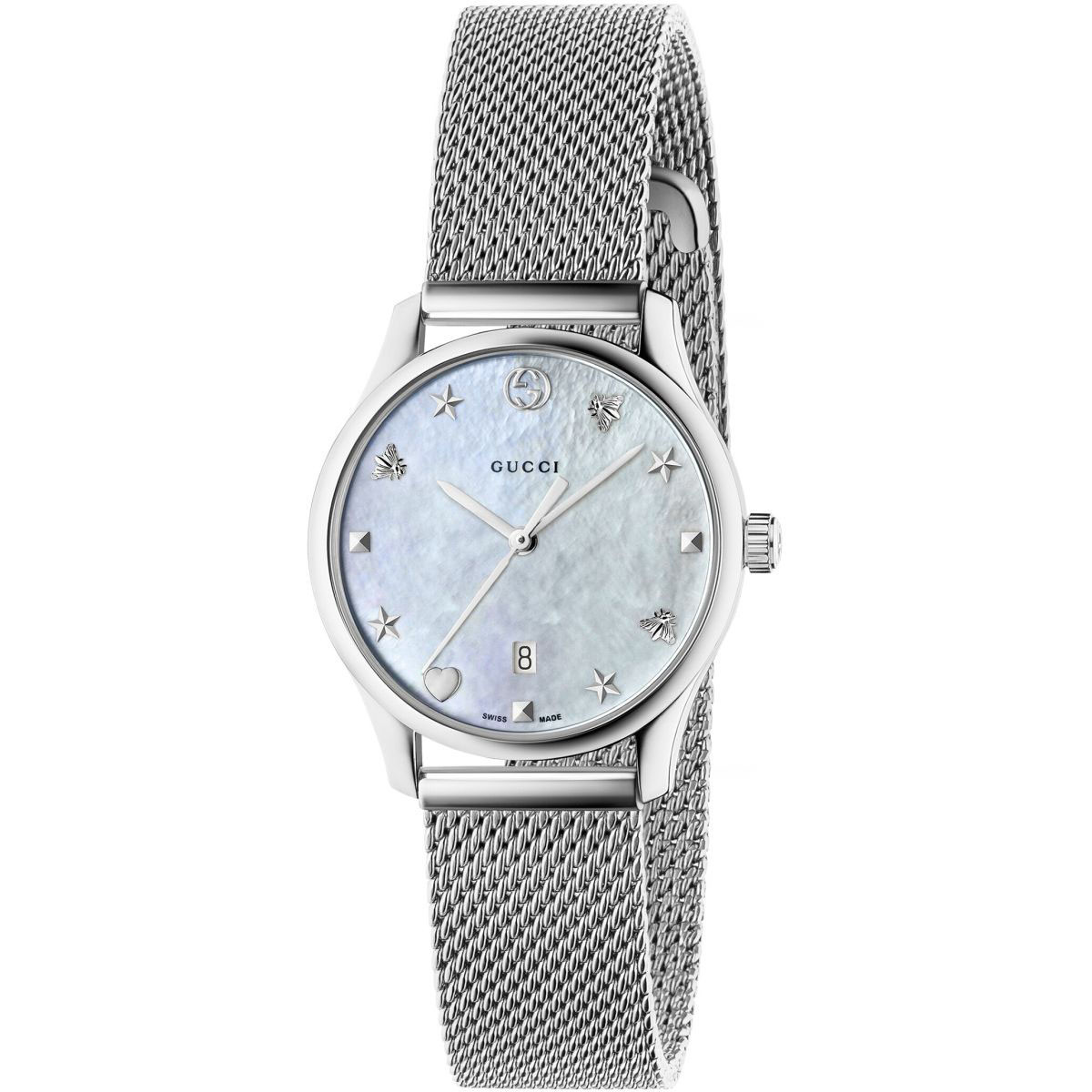 Gucci G-Timeless Sapphire White Mother Of Pearl Dial Watch YA126583