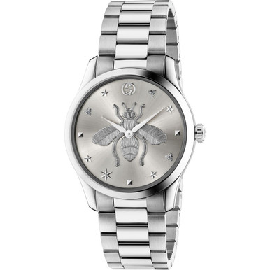 Gucci G-Timeless Bee Motif Silver Bracelet Watch Ya1264126