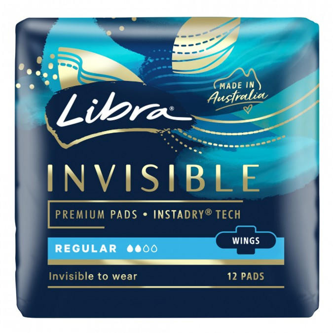 Libra Invisible Regular Pads with Wings | 12 Pack
