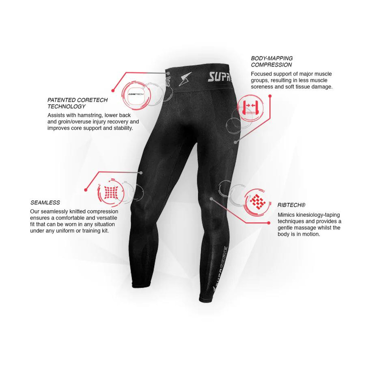 Supacore Mens Coretech Compression Leggings For Pulled Hamstring
