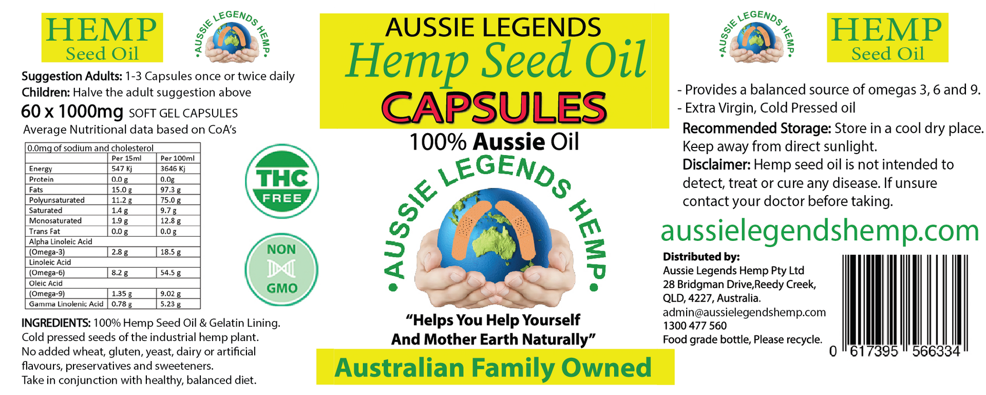 Aussie Legends Hemp Seed Oil 60 Capsules | Immune Health