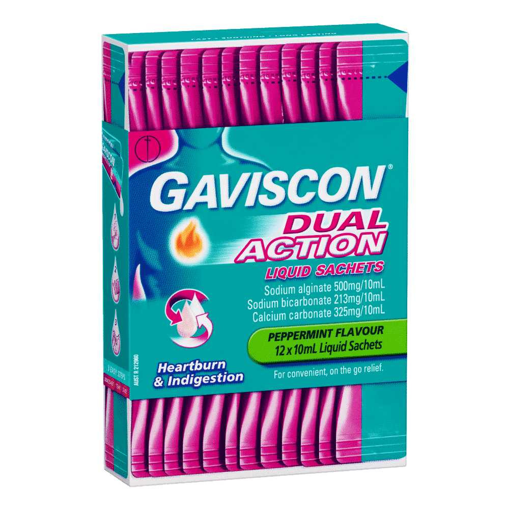 Gaviscon Dual Action Peppermint 10mLx12's | Heartburn Relief