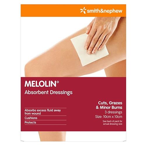 Melolin Absorbent Dressings 10cm x 10cm 3 Pack