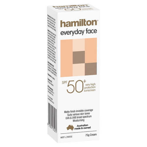 Everyday sunscreen for face by Hamilton | Ultra protect spf50+ sunscreen