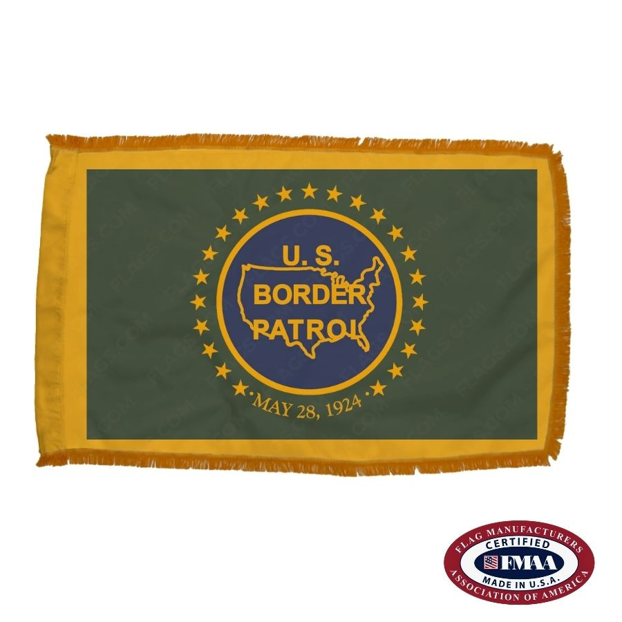Border Patrol Flag with Gold Fringe - Indoor USBP Flag