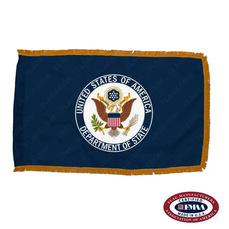 Department of State Flag with Gold Fringe - Indoor DOS Flag