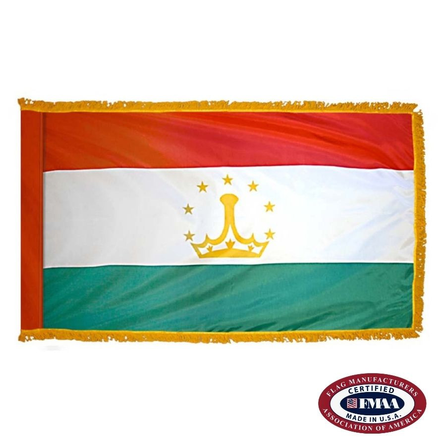 Tajikistan Flag with Gold Fringe - Indoor Tajik Flag