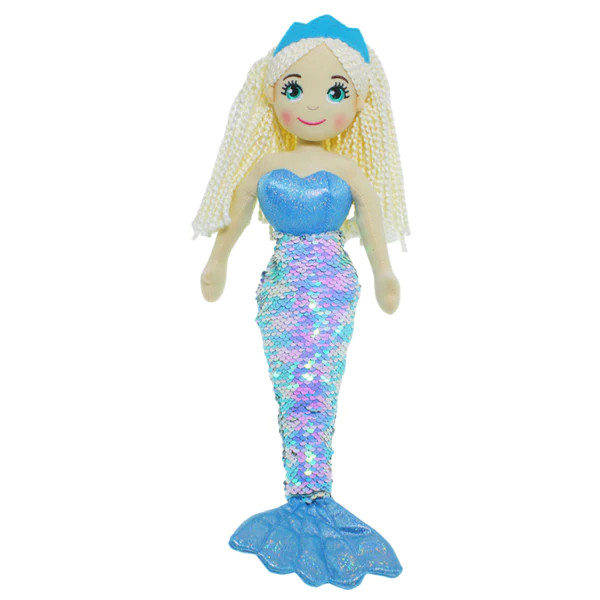 45cm Shelly Flip Sequined Blue Irridescent Mermaid - Uncle Pete's Toys