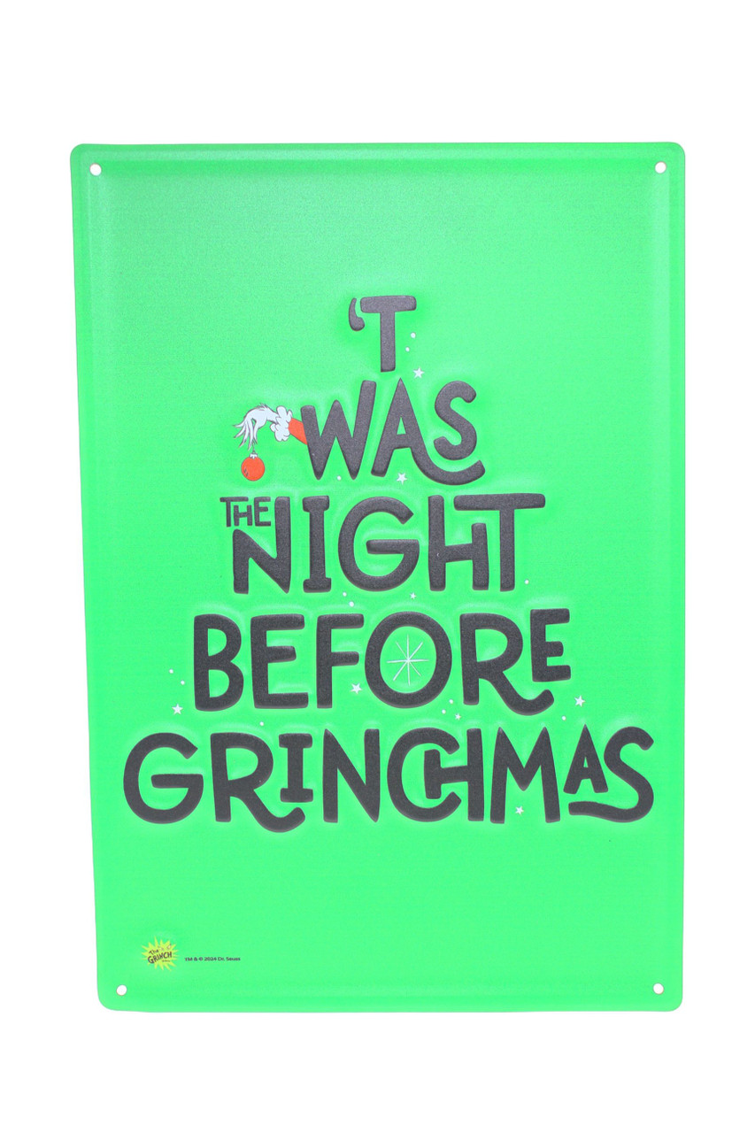 Metal Grinch Sign - Night B4 Grinchmas (35cm x 24cm) - Uncle Pete's Toys