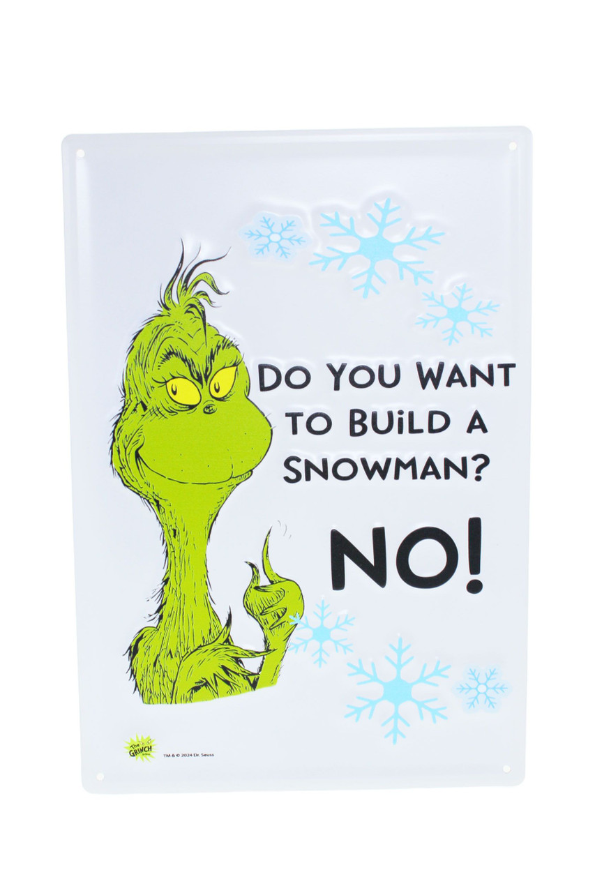 Metal Grinch Sign - Build Snowman (35cm x 24cm) - Uncle Pete's Toys
