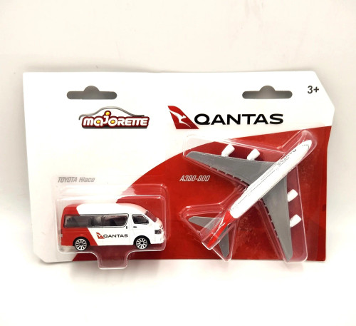 Majorette Qantas Plane And Vehicle - A380 and Hiace - Uncle Pete's Toys