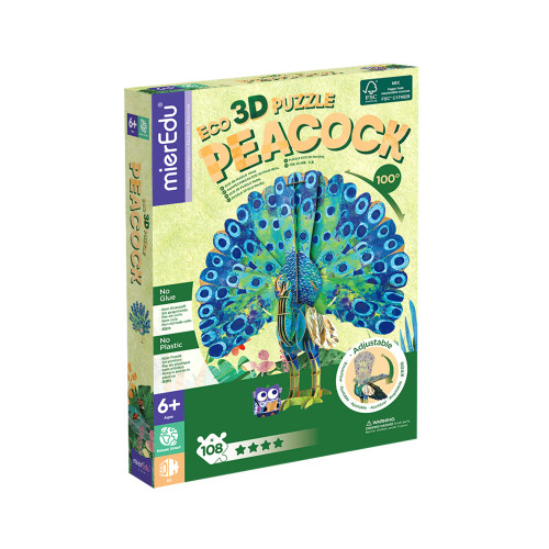 MierEdu ECO 3D Puzzle - Peacock - Uncle Pete's Toys