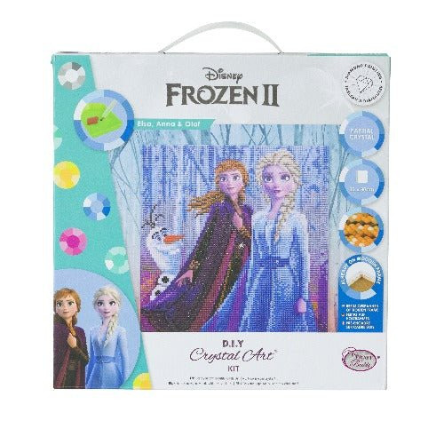 CrystalArt - Elsa Anna & Olaf 30cm x 30cm kit - Uncle Pete's Toys
