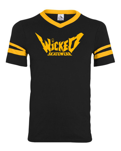 Wicked Skatewear | Wicked V-Neck Jersey with Striped Sleeves