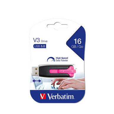 Verbatim Store'n'Go V3 USB 3.0 Drive 16GB - Hot Pink 49178