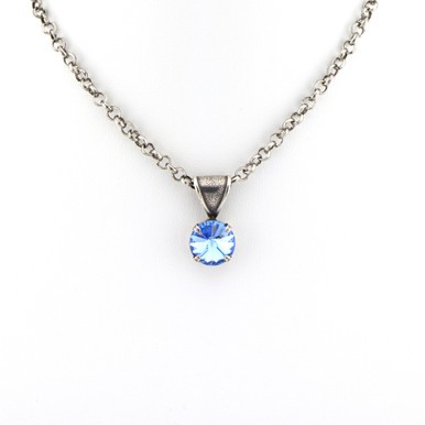Light Sapphire 12mm Crystal Bail Pendant Necklace