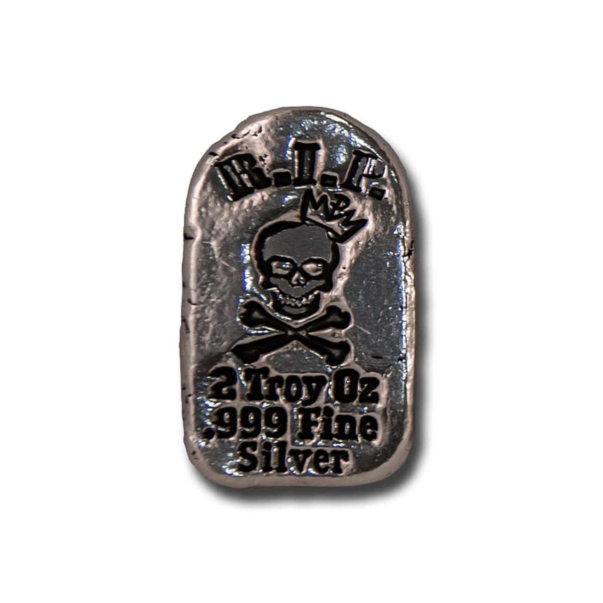 2 oz .999 Fine Silver - Limited Edition Skull and Crossbones Tombstone ...