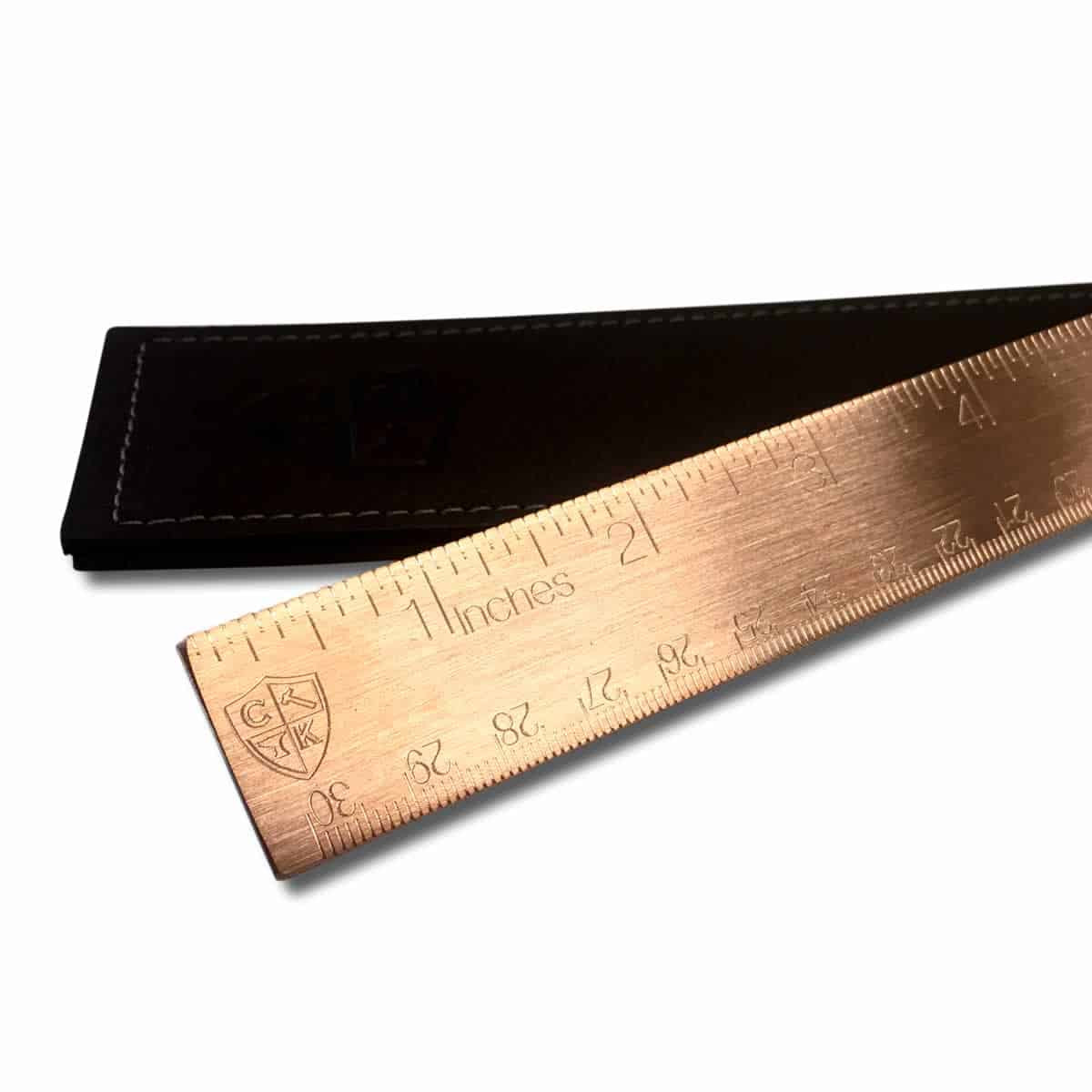 Pure Solid Copper Ruler with Custom Engraving and Leather Sheath ...
