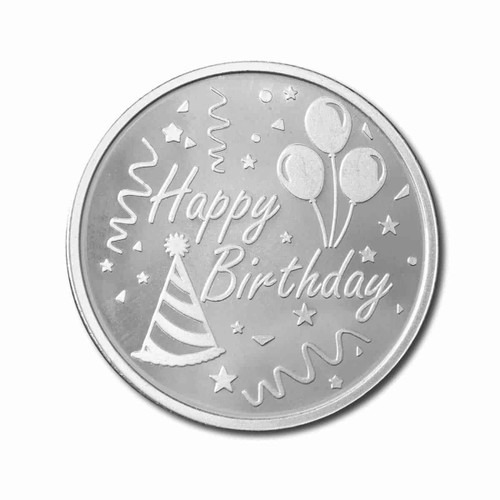 1 oz .999 Fine Silver Round - Happy Birthday (Custom Engraved w/ Box ...