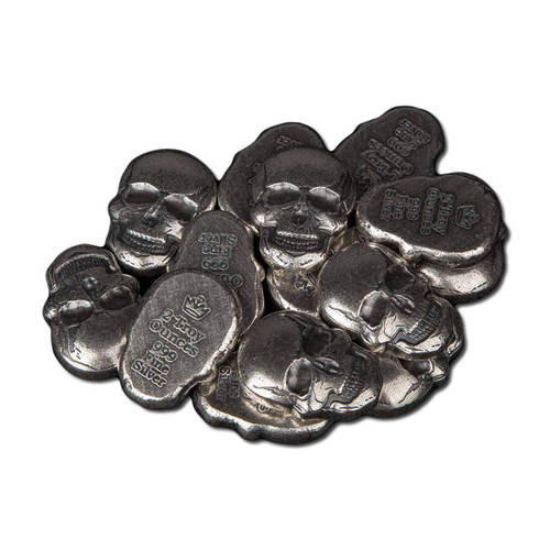 2 oz .999 Fine Silver Human Skull - Monarch 3D Art Bar with Antique ...