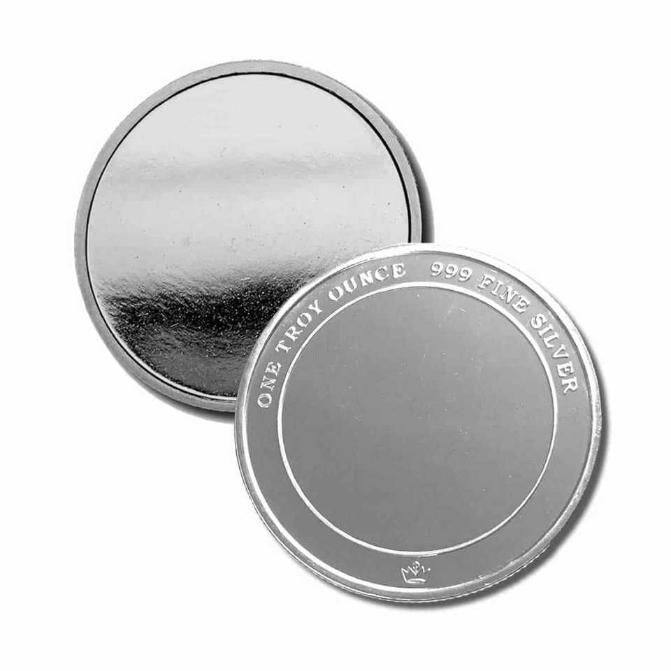 1 oz .999 Fine Silver Round - Blank Front & Marked Back - Monarch ...