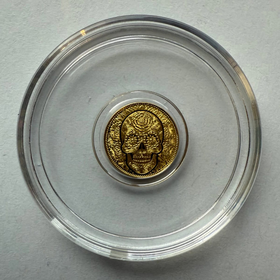 1/200 oz .9999 Fine Gold Round - Monarch - Day of the Dead Rose Skull ...