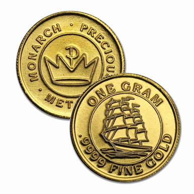 1 Gram .9999 Fine Gold Round - Monarch - Tall Ship (Sealed in Capsule ...