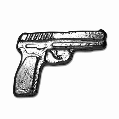 2 oz .999 Fine Silver Gun - 3D Poured Bar Pistol Handgun - Monarch ...