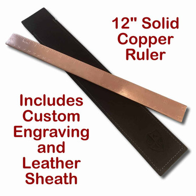 Pure Solid Copper Ruler with Custom Engraving and Leather Sheath ...