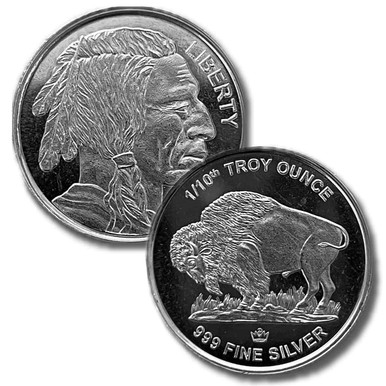 1/10 oz .999 Fine Silver Round - Buffalo/Indian Head - Monarch Precious ...
