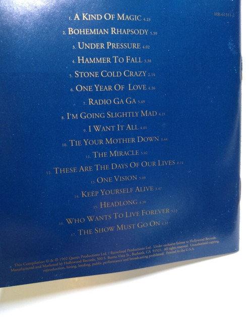 Classic Queen Cd Album Pop Rock Collection Hr 61311 2 Hollywood Radio Ga Ga Hits Chameleon