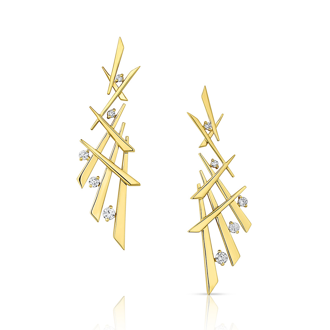 Resonance Diamond & Yellow Gold Earrings