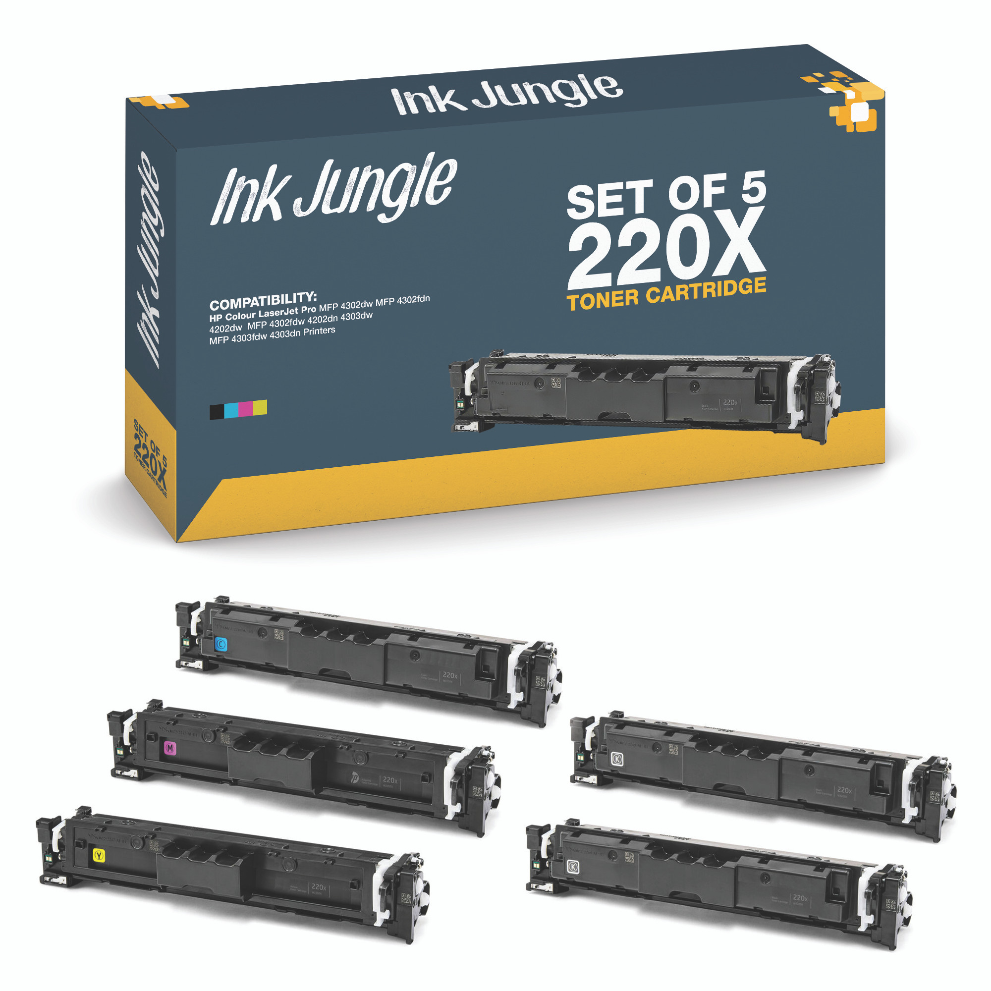 Set of 5 Compatible HP 220X Toner Cartridge Multipack. £249.95 inc VAT