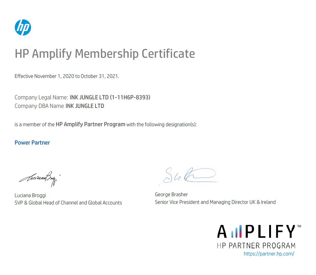 HP Amplify Membership Certificate