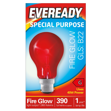 Eveready B22 GLS 40W 1950k Fireglow Red Light Bulb - Pack of 1