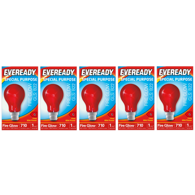 Eveready B22 GLS 60W 1950k Fireglow Red Light Bulb - Pack of 5