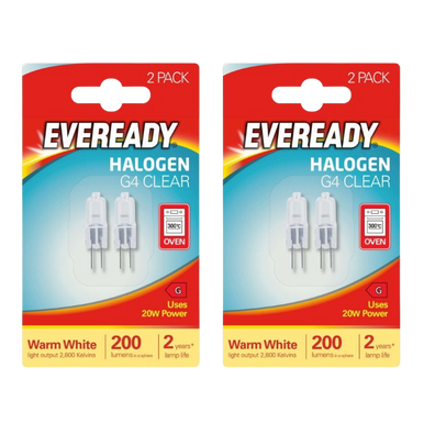 Eveready Halogen G4 Capsule Oven Safe Light Bulb 200lm 20W 2800K (Warm ...